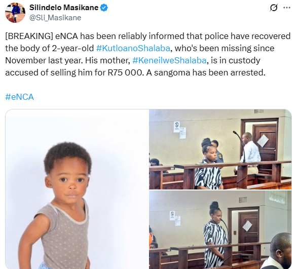 Update: South African police recover body of 2-year-old boy sold by his ...