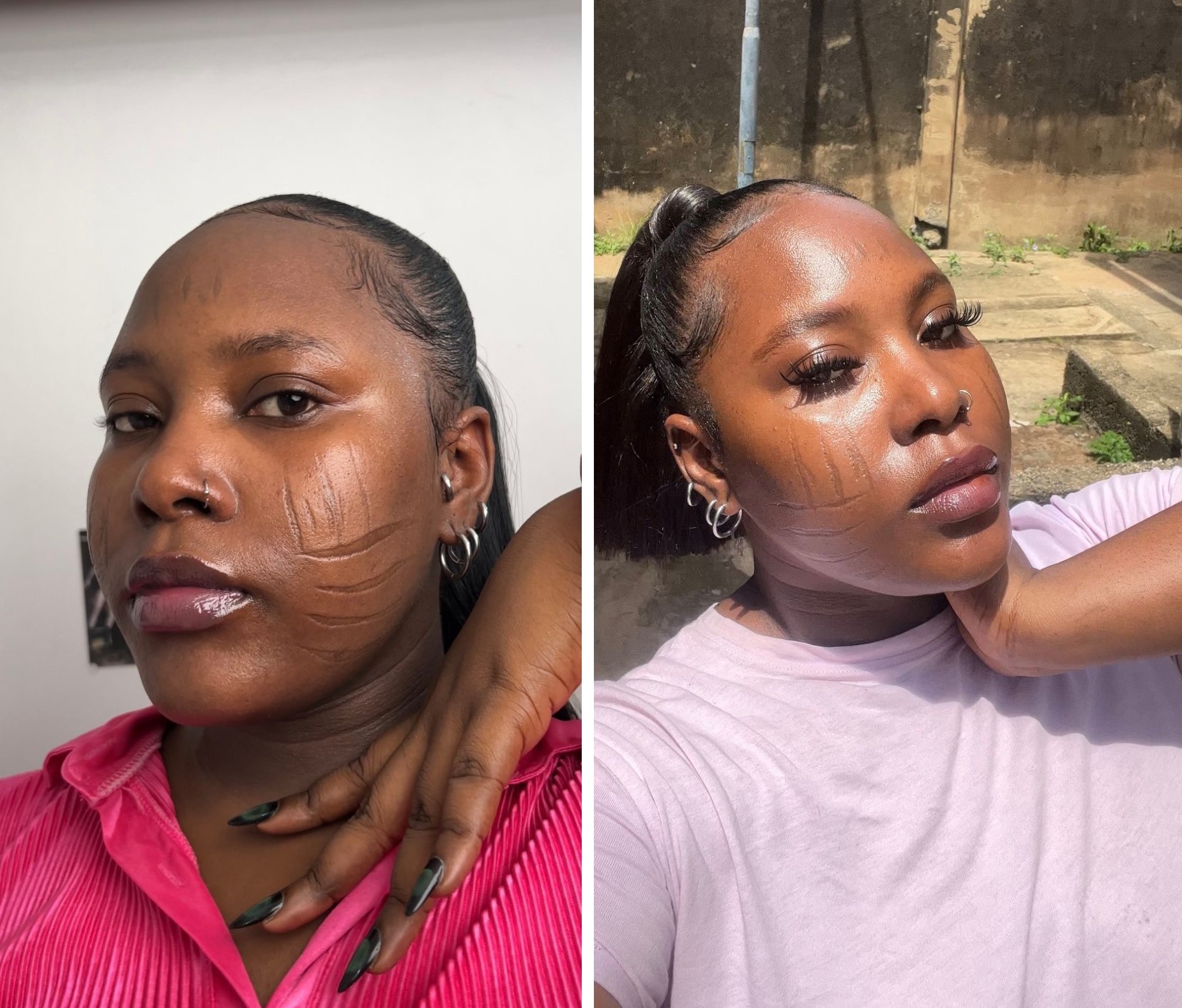 Nigerian lady shows off her tribal marks