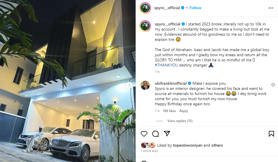 "I started 2023 broke, begged to make a living, but look at me now ...