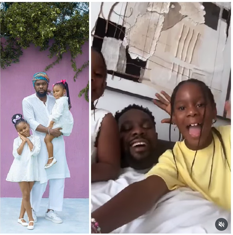 Singer, Patoranking shares sweet moment with daughters Wilmer and Welda ...