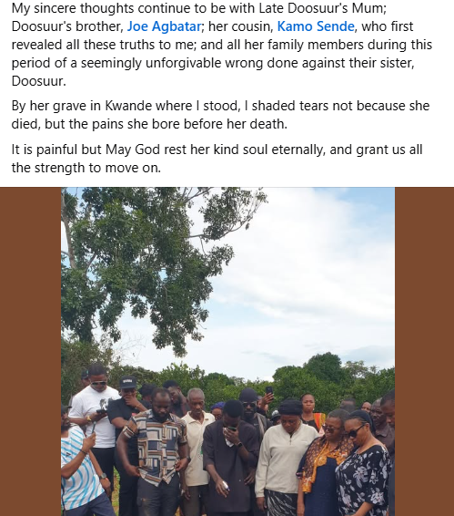 I shed tears by her grave because of the pains she bore before her ...